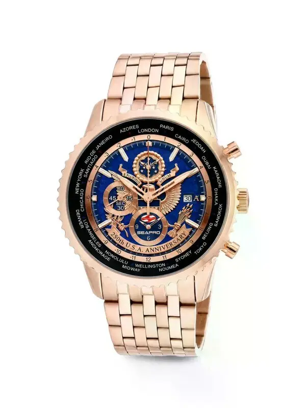 SEAPRO Meridian World Timer Gmt 45mm Watch - Blue