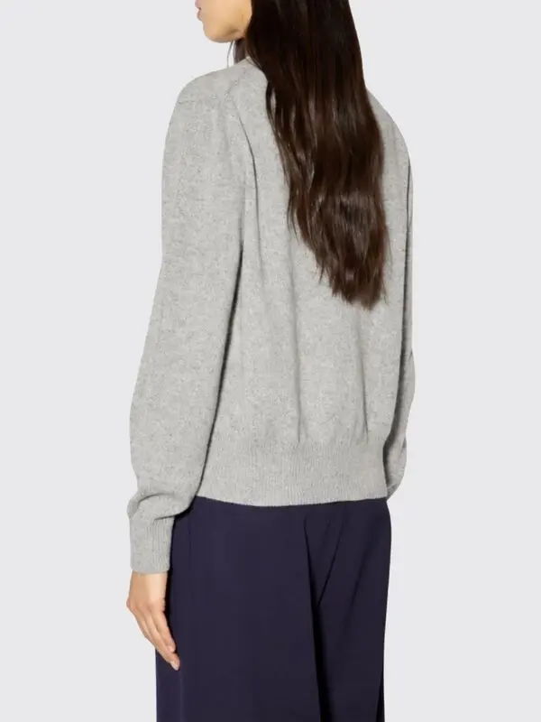 Liviana Conti Argyle Pattern Wool Blend Crewneck Cardigan - Grey