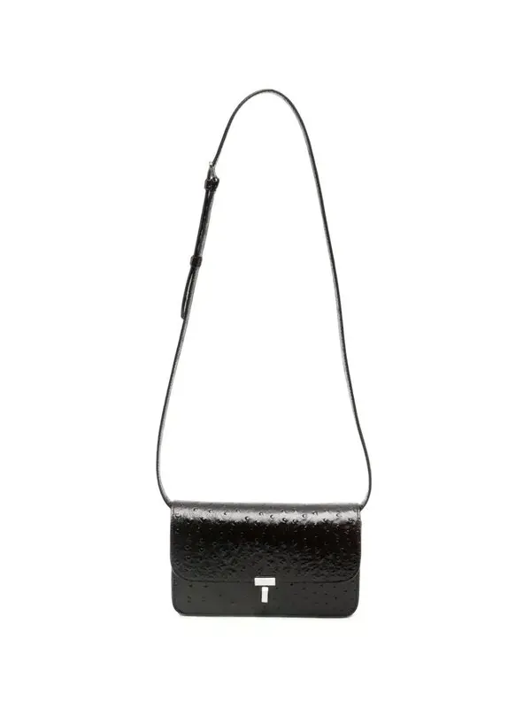 TOTEME T-lock Ostrich-embossed Crossbody Bag - Red