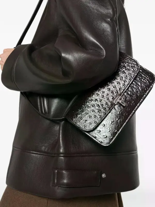 TOTEME T-lock Ostrich-embossed Crossbody Bag