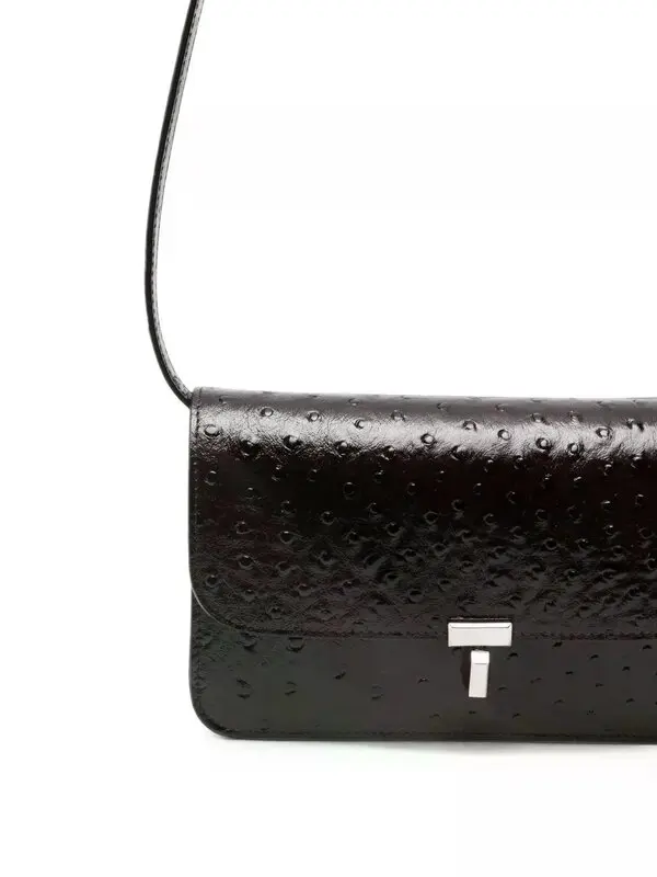 TOTEME T-lock Ostrich-embossed Crossbody Bag