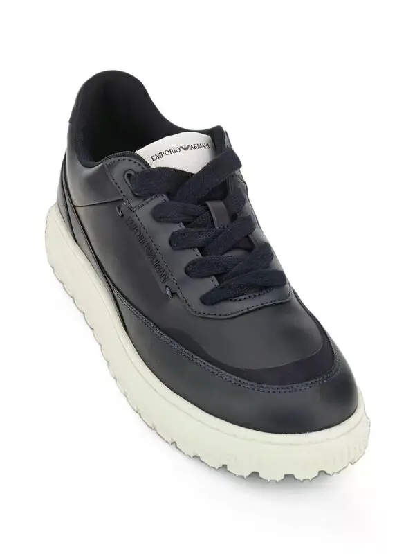 Emporio Armani Logo-plaque Panelled Sneakers - Blue