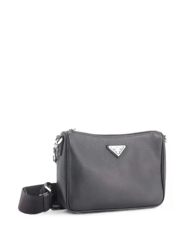 Prada Re-edition Zip Messenger Bag Saffiano Leather Small Crossbody Bag - Black