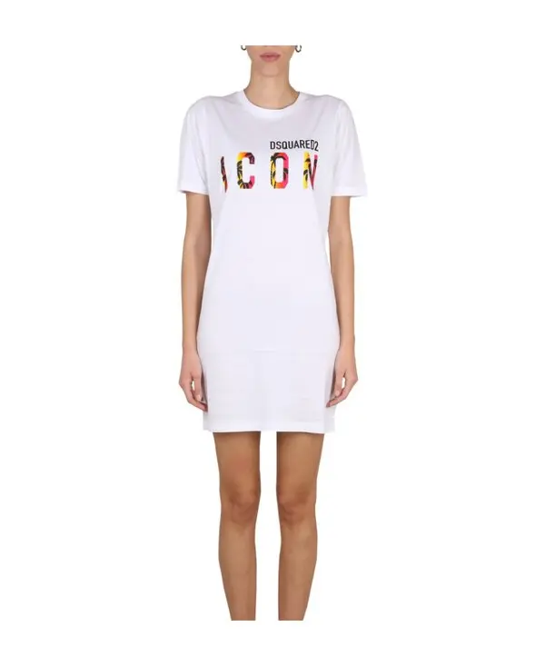 Dsquared2 Icon Sunset Crewneck T-shirt Dress - White