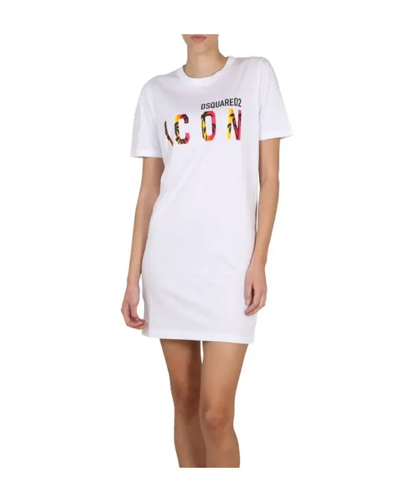 Dsquared2 Icon Sunset Crewneck T-shirt Dress - White