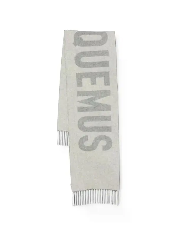 Jacquemus Logo-intarsia Fringed Scarf - Grey