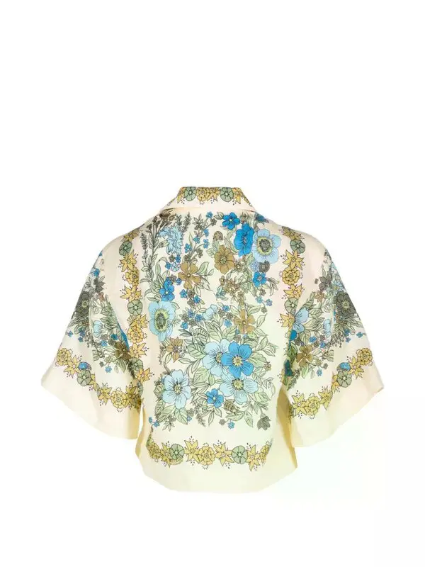 ALEMAIS Alemas Sophia Floral-print Linen Cropped Top