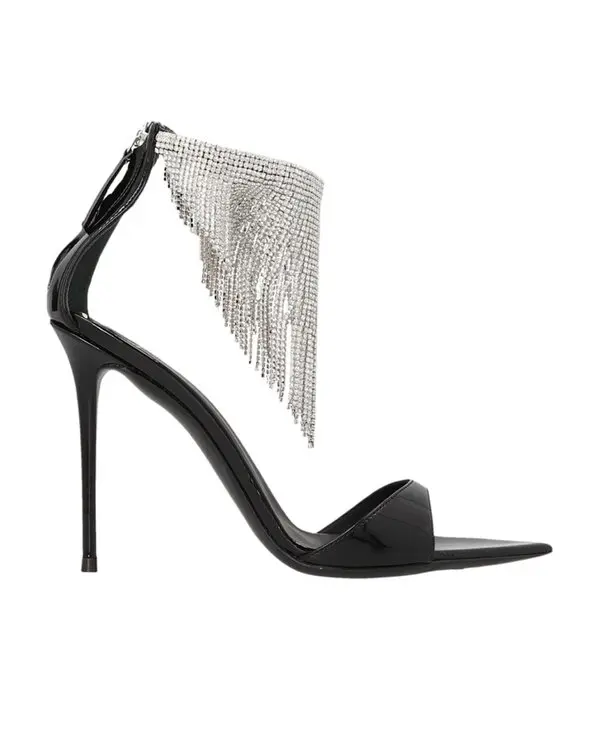 GIUSEPPE ZANOTTI Crystal Fringe Sandals - Black