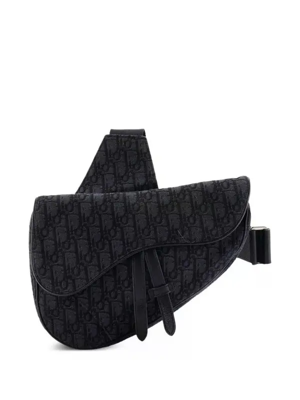 Dior Saddle Oblique Canvas Crossbody Bag - Black