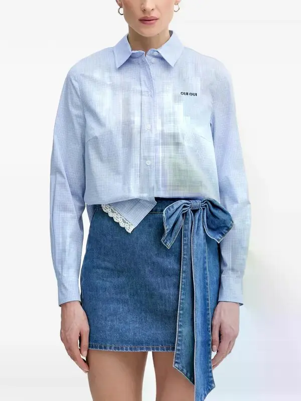 OUI Lace-trim Checked Shirt - Blue