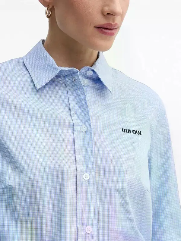 OUI Lace-trim Checked Shirt