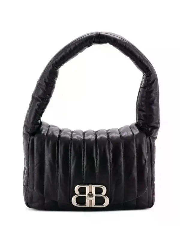 Balenciaga Monaco Sling Bag Padded Quilted Leather Small Shoulder Bag - Black