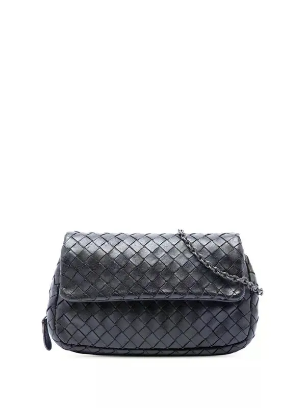 Bottega Veneta Mini Nappa Intrecciato Expandable Chain Flap Crossbody Bag - Black