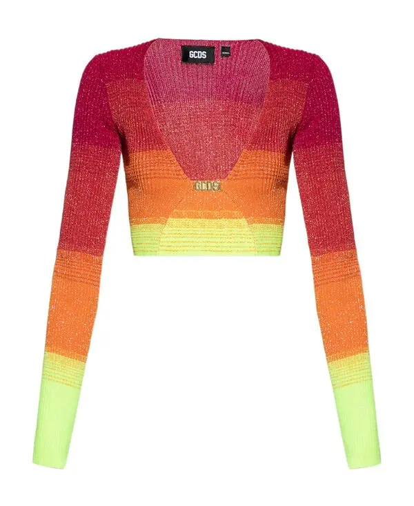 Gcds Striped Knitted Cardigan - Red
