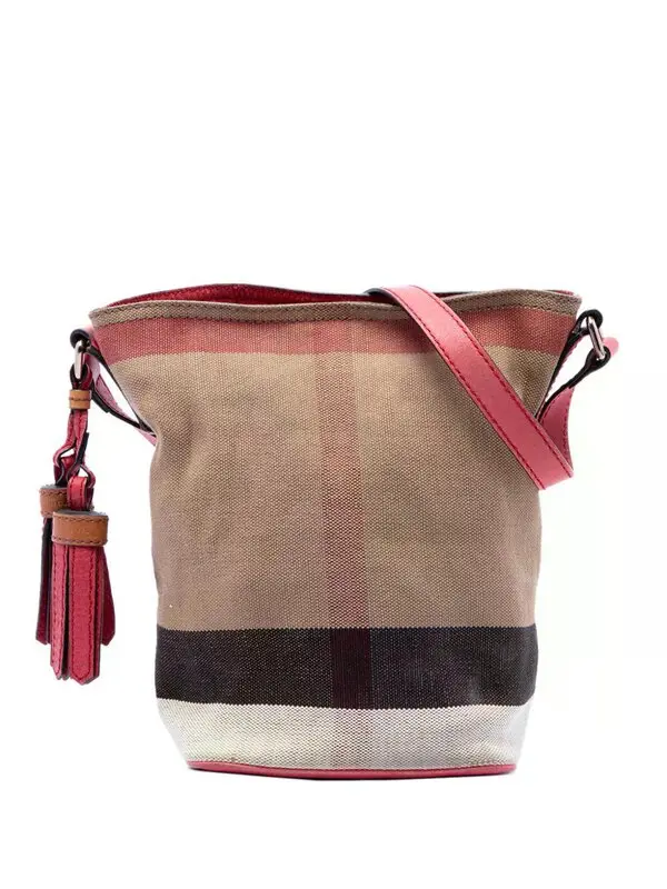 Burberry 2000-2017 Mini Mega Check Canvas Ashby Tassel Bucket Bag