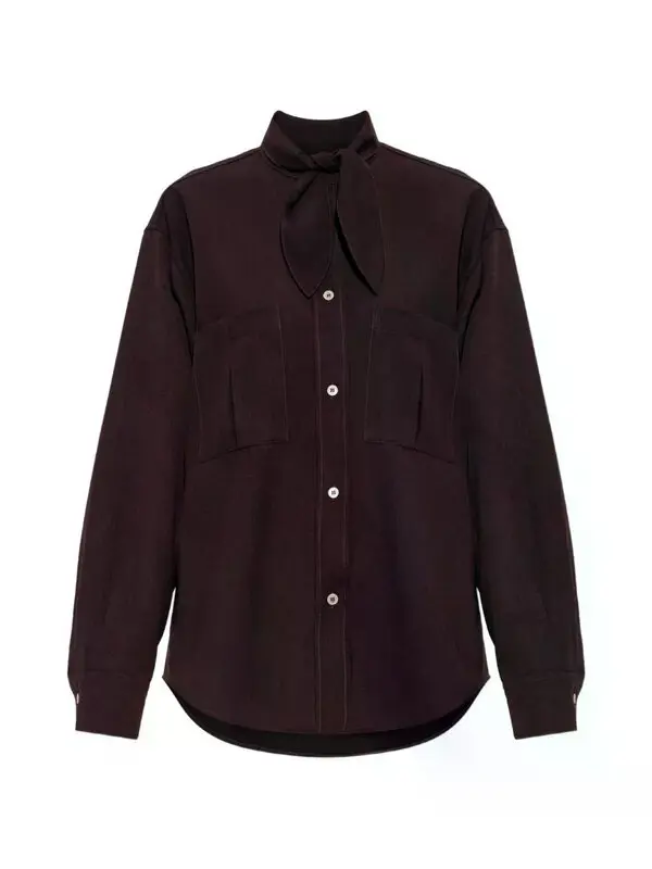 FORTE_FORTE Tie-neck Patch-pocket Shirt - Red