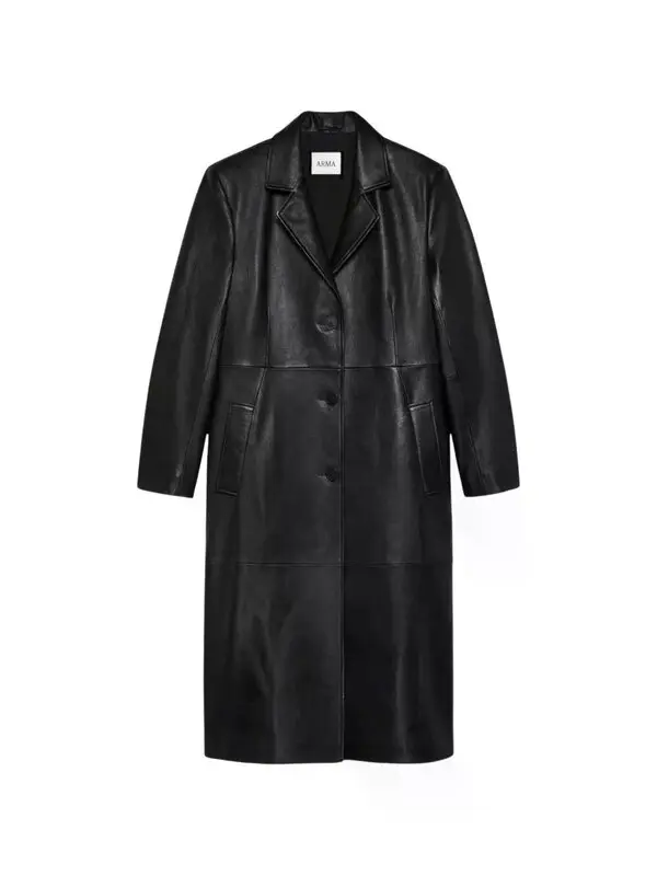 ARMA Panelled Leather Coat - Black