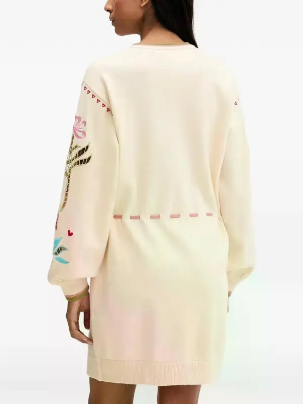 NEVER FULLY DRESSED Embroidered Drawstring Mini Dress