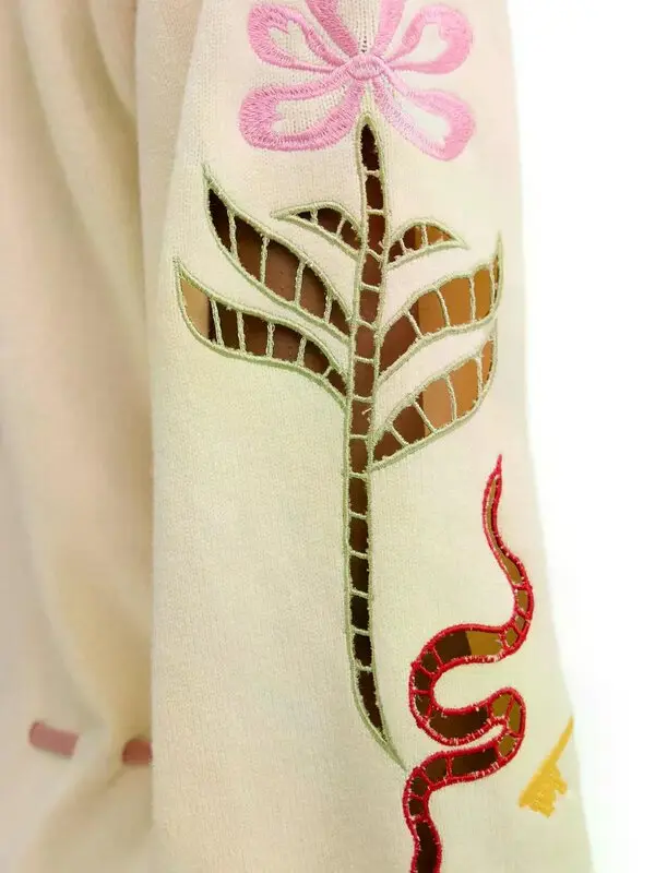 NEVER FULLY DRESSED Embroidered Drawstring Mini Dress