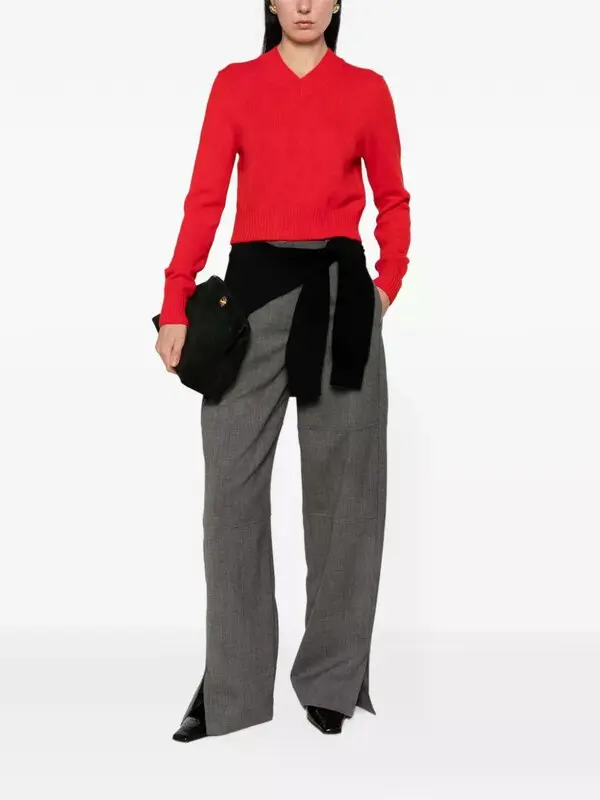 Soeur Jonas Ribbed-knit V-neck Sweater - Red