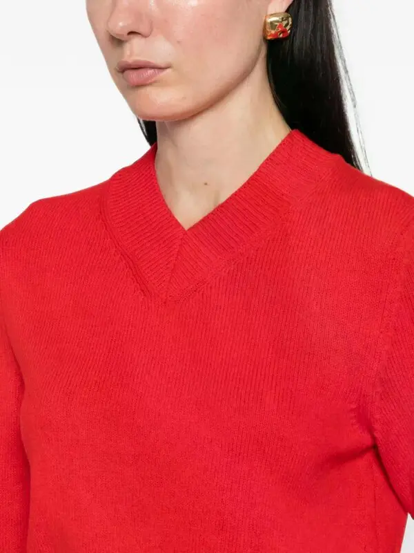 Soeur Jonas Ribbed-knit V-neck Sweater