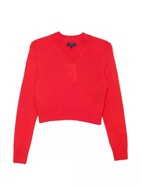 Soeur Jonas Ribbed-knit V-neck Sweater - Red