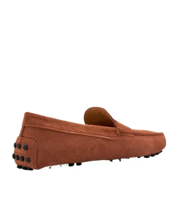 TOD'S Round Toe Suede Loafers - Brown