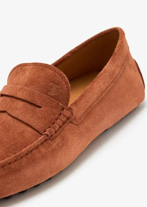 TOD'S Round Toe Suede Loafers - Brown