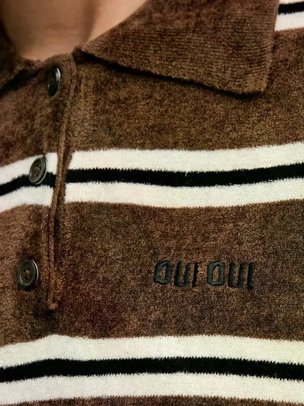 OUI Striped Terry Polo Shirt