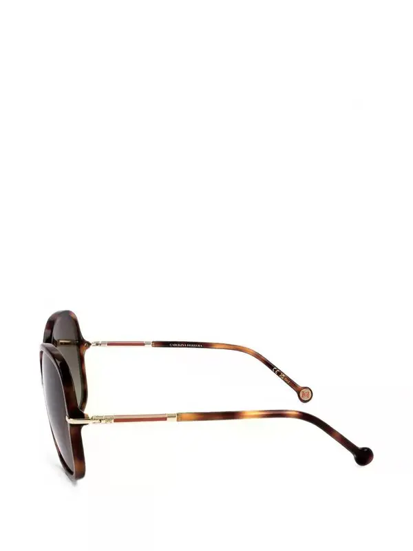 Carolina Herrera Tortoiseshell-effect Round-frame Sunglasses
