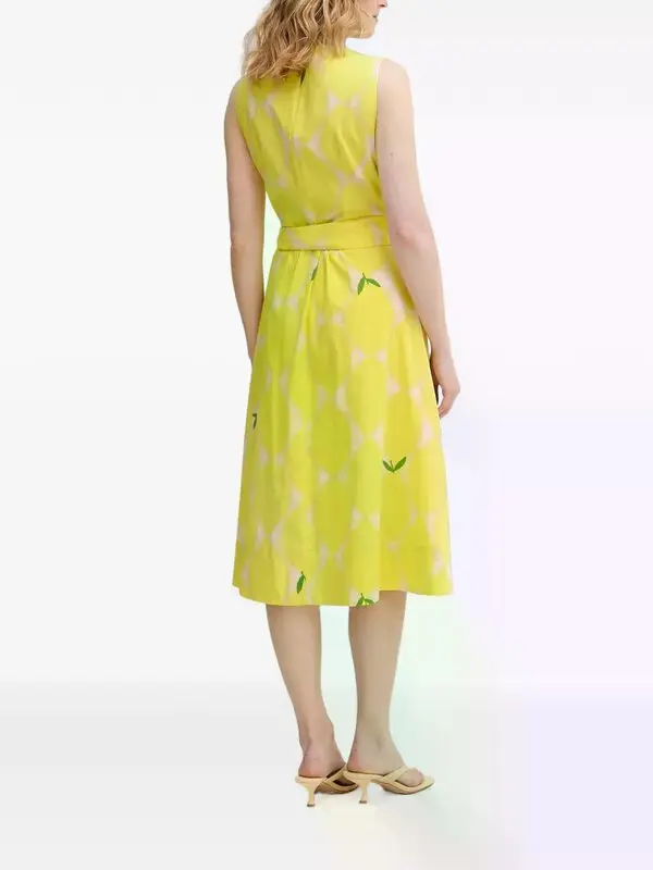 OUI Belted Lemon-print Midi Dress