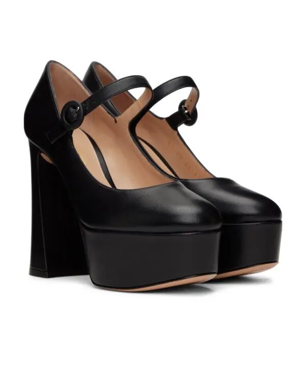 GIANVITO ROSSI Mary Jane 130mm Leather Platform Pumps