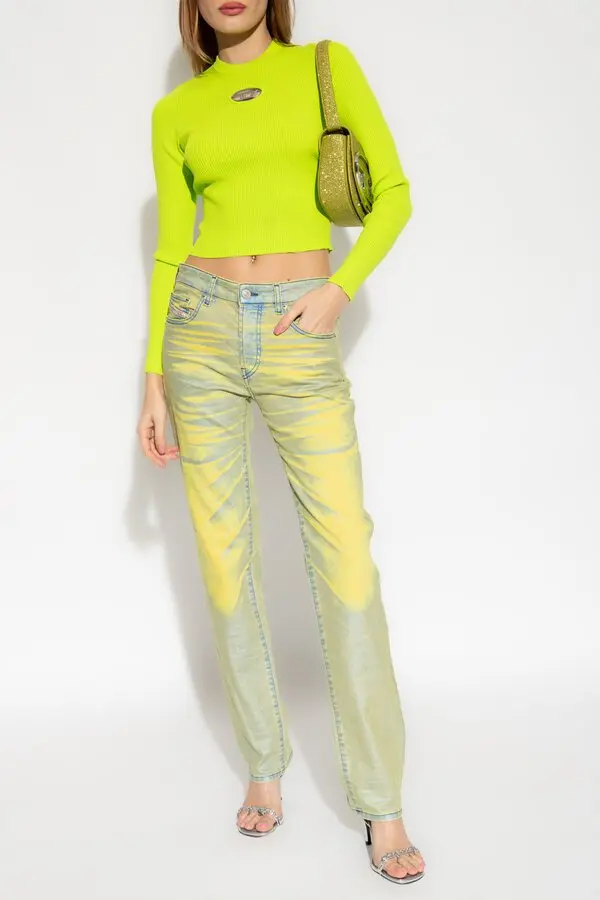 DIESEL® M Valary Logo Plaque Cropped Ribbed Top