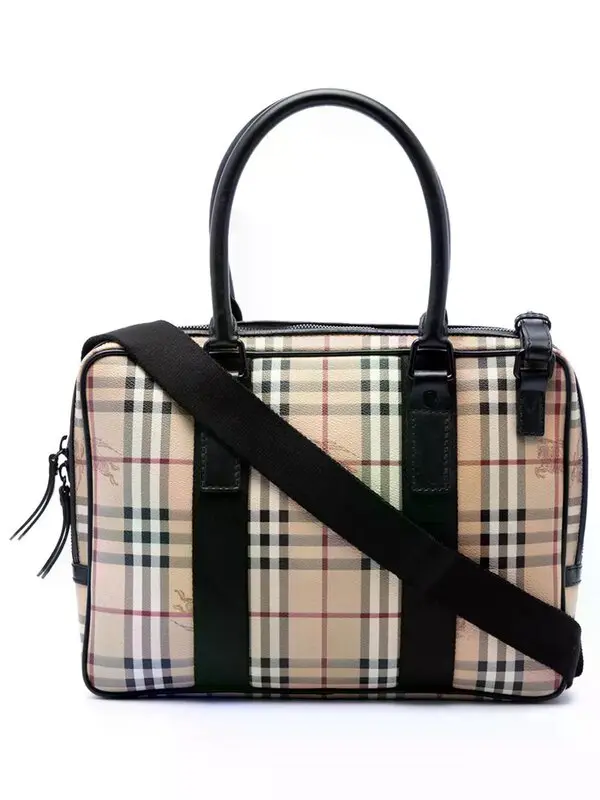 Burberry 2000-2017 Haymarket Check Coated Canvas Business Bag - Neutrals