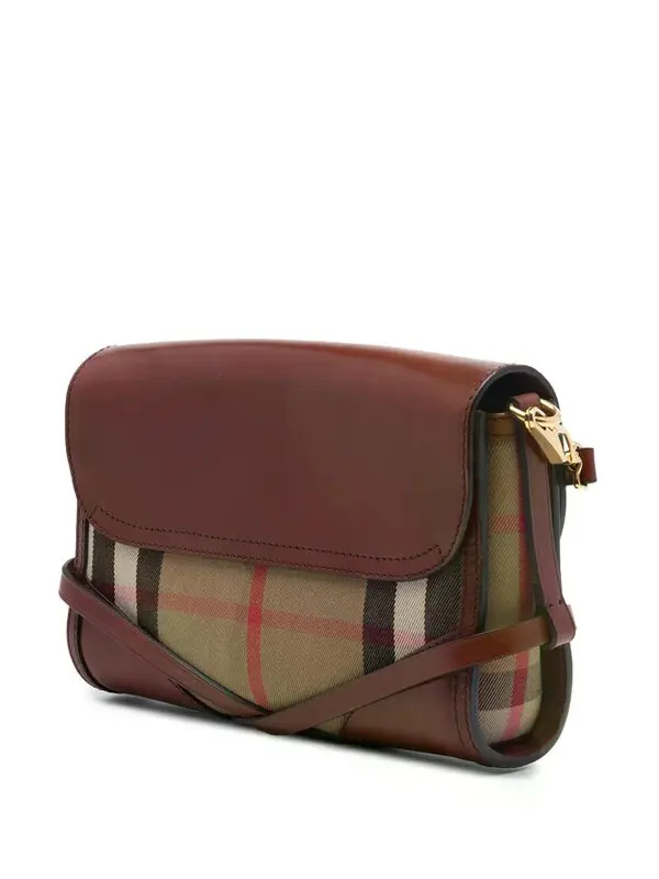 Burberry Leather And House Check Canvas Crossbody Bag