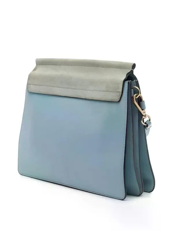 Chloé Faye Medium Calfskin And Suede Crossbody Bag - Blue