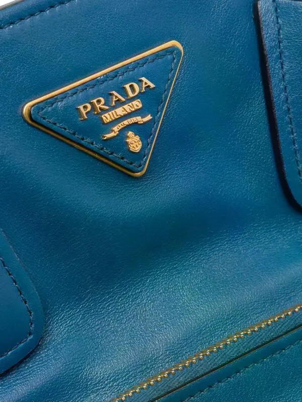 Prada 2000-2026 Soft Calf Front Pocket Shopping Tote Satchel