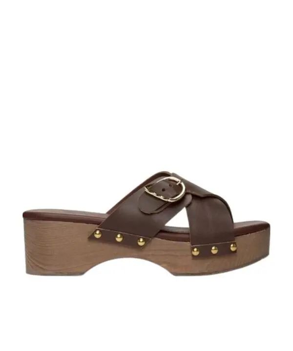 ANCIENT GREEK SANDALS Marilisa Stud-detail Clogs - Brown