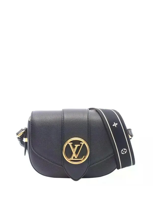 LOUIS VUITTON Grained Calfskin Pont 9 Soft Pm Crossbody Bag - Black