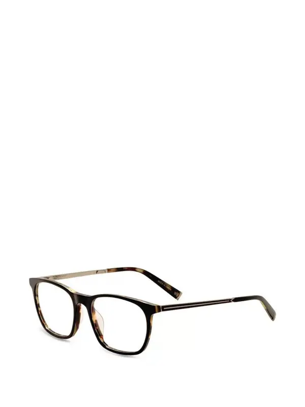 John Varvatos Tortoiseshell Effect Square Frame Eyeglasses - Black