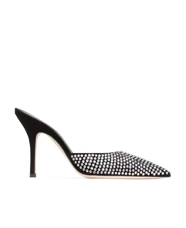 Paris Texas Rhinestone Embellished Leather Mules