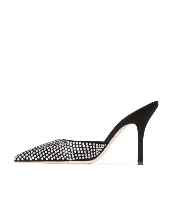 Paris Texas Rhinestone Embellished Leather Mules