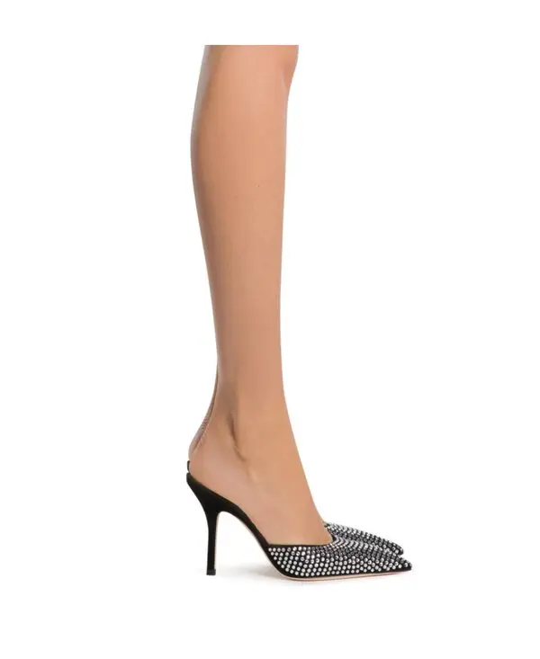 Paris Texas Rhinestone Embellished Leather Mules