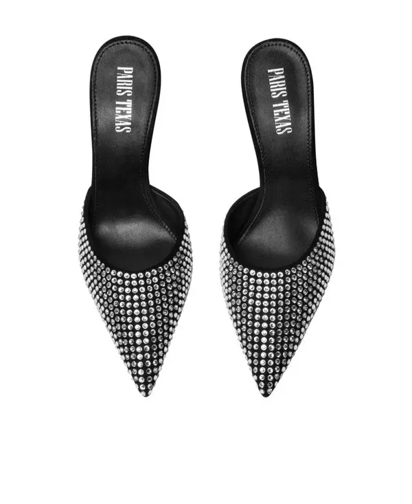 Paris Texas Rhinestone Embellished Leather Mules