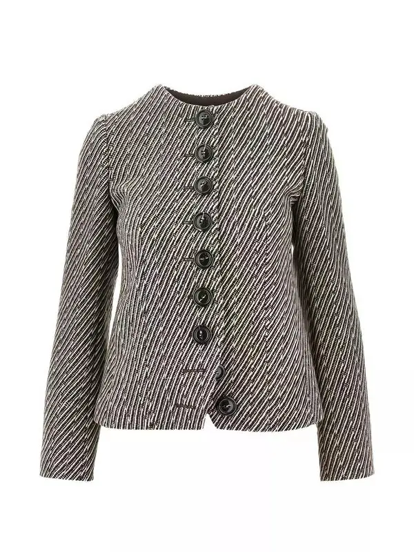 Emporio Armani Diagonal-stripe Button-up Jacket - Brown