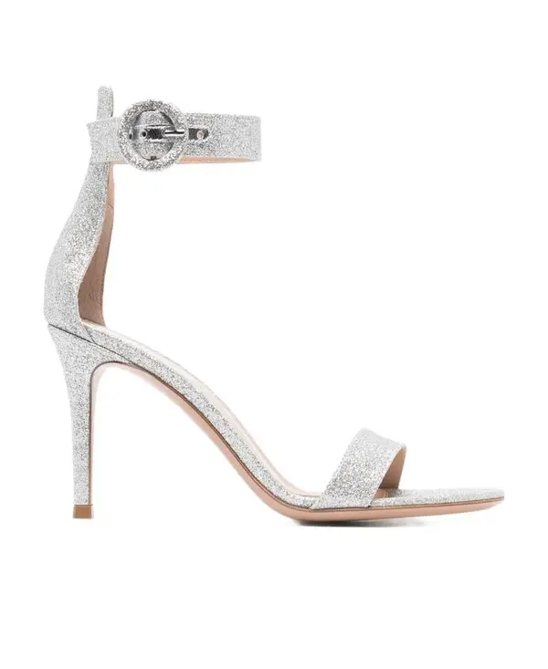 GIANVITO ROSSI Portofino Heeled Sandals With Logo Detail - White