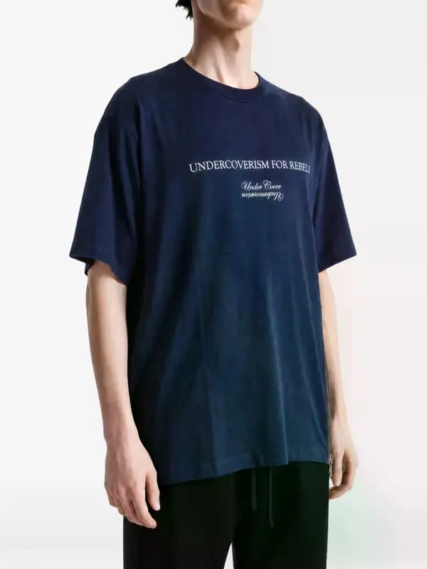 Undercover Slogan-print Zip-detail T-shirt - Blue