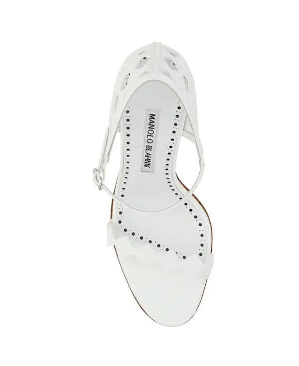 Manolo Blahnik Cut Out Leather Sandals