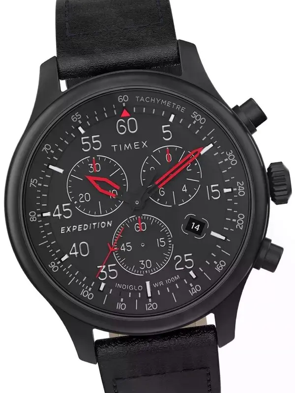 Timex® Expedition 43mm Chronograph Watch With Leather Strap