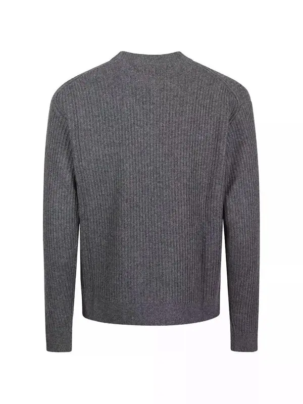Maison Kitsuné Ribbed-knit Logo-patch Sweater - Grey